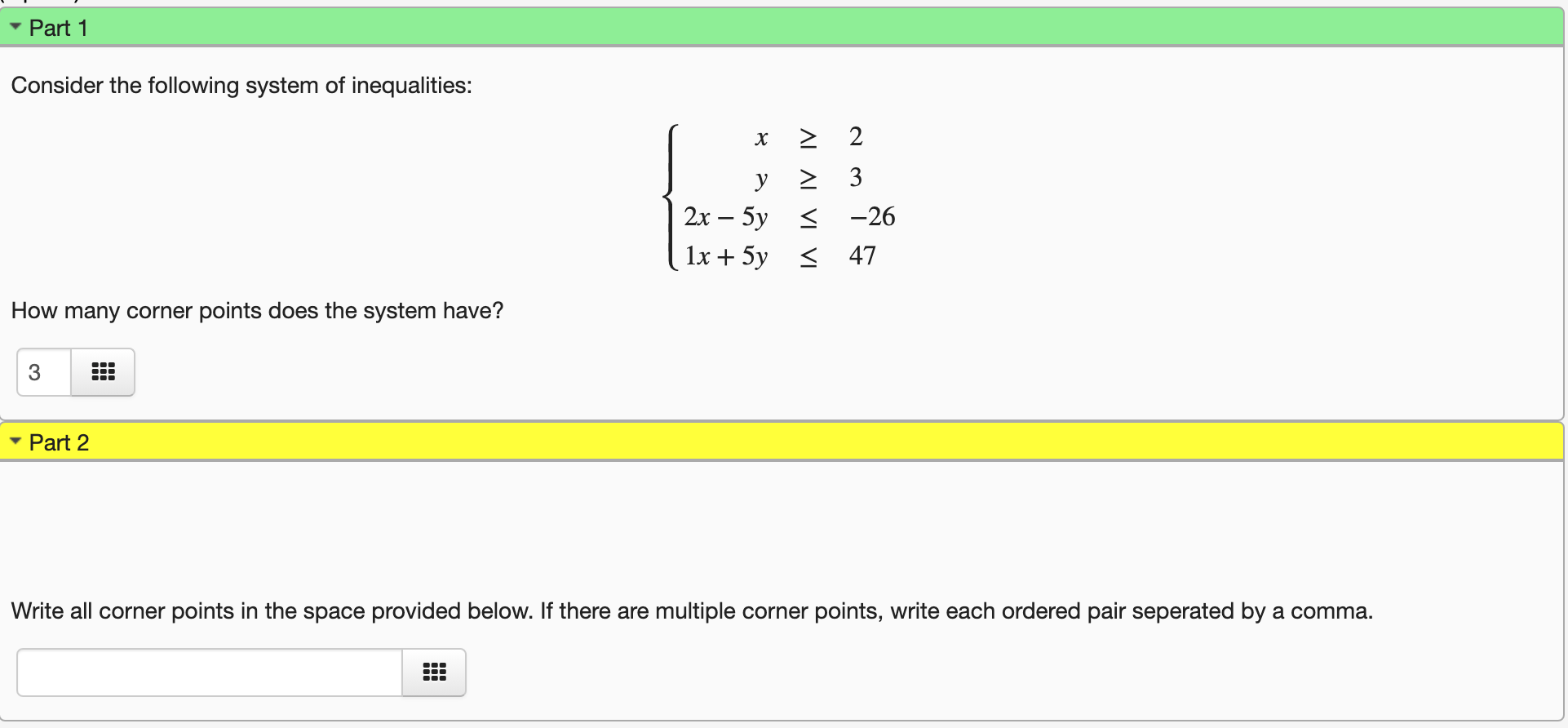 Solved (1 point) - Part 1 Consider the following system of | Chegg.com