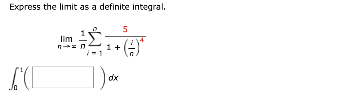 Solved Express the limit as ﻿a definite | Chegg.com