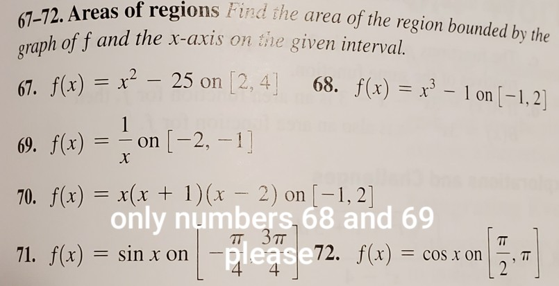 Solved 67–72. Areas of regio Areas of regions Find the area | Chegg.com