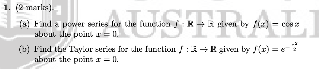 Solved (a) Find a power series for the function f:R→R given | Chegg.com
