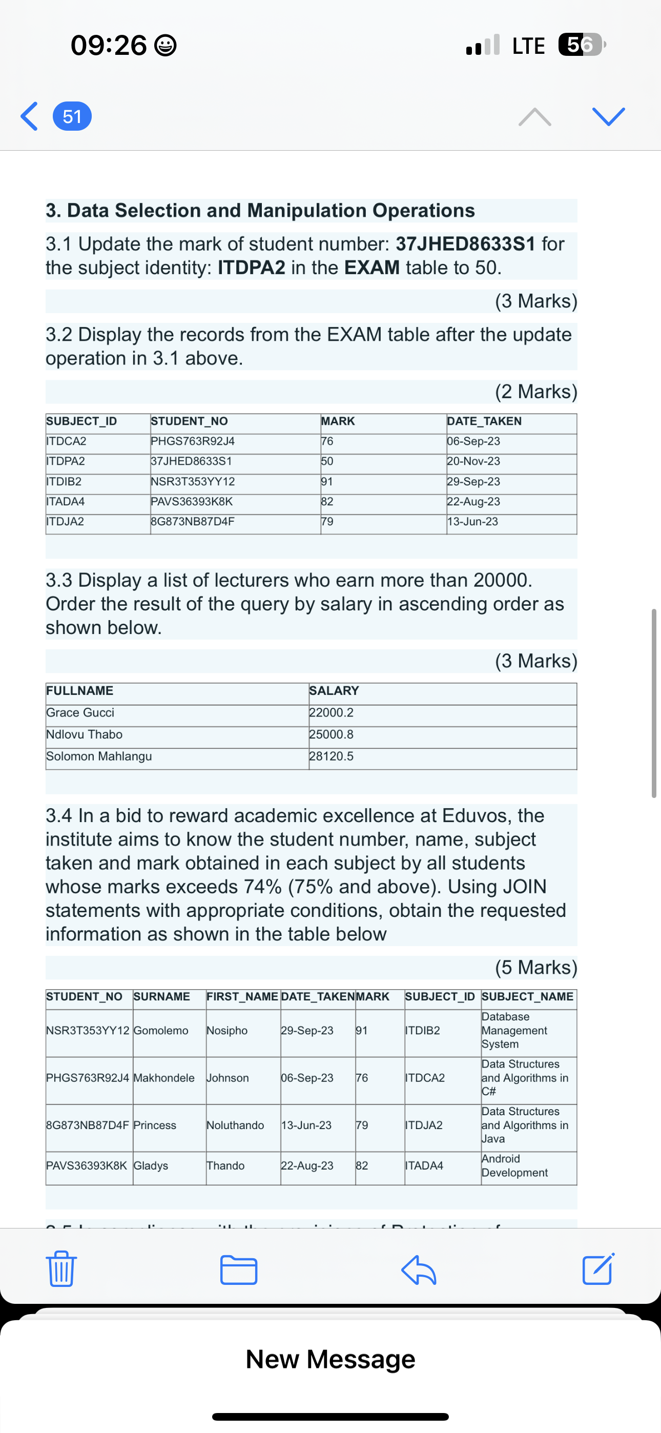Solved Data Selection and Manipulation Operations3.1 ﻿Update | Chegg.com