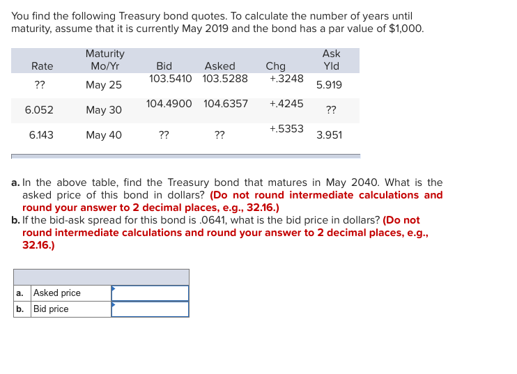 Solved You find the following Treasury bond quotes. To | Chegg.com