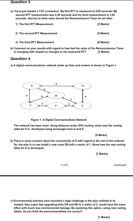Solved Question 1 A The Following Series Of Ipv4 Packets 