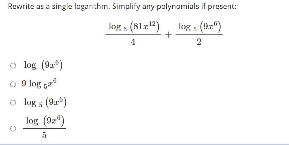 Solved Rewrite As A Single Logarithm Simplify Any