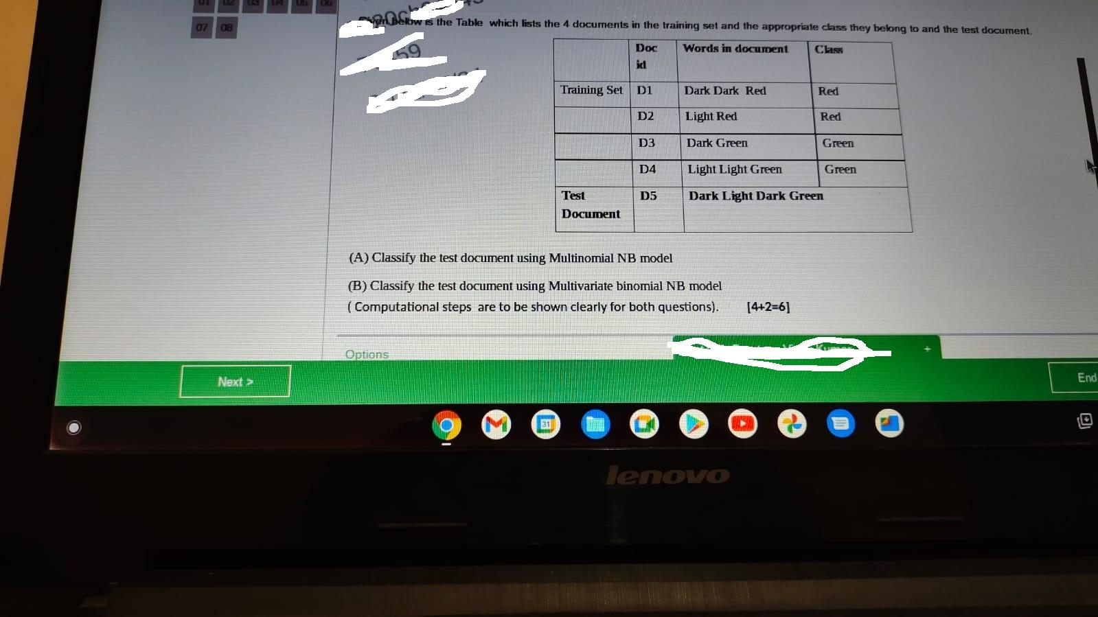 (A) Classify the test document using Multinomial NB | Chegg.com