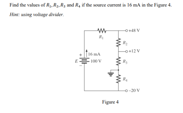 Solved Find the values of R1, R2, R3 and R4 if the source | Chegg.com