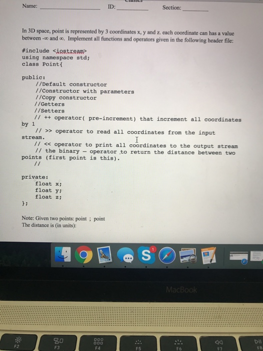 Solved In 3D space, point is represented by 3 coordinates x, | Chegg.com