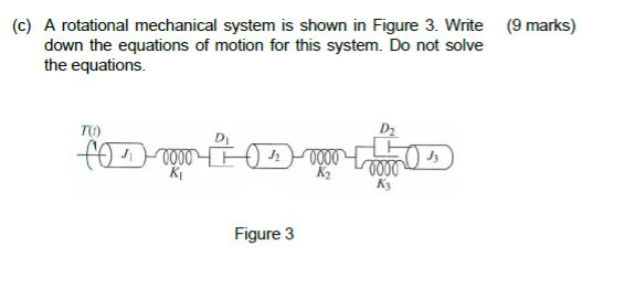 Solved (c) A rotational mechanical system is shown in Figure | Chegg.com