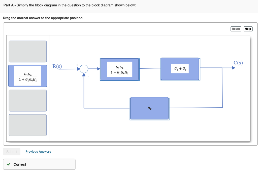 Solved Simplify using block reduction method G, + R + с G G4 | Chegg.com