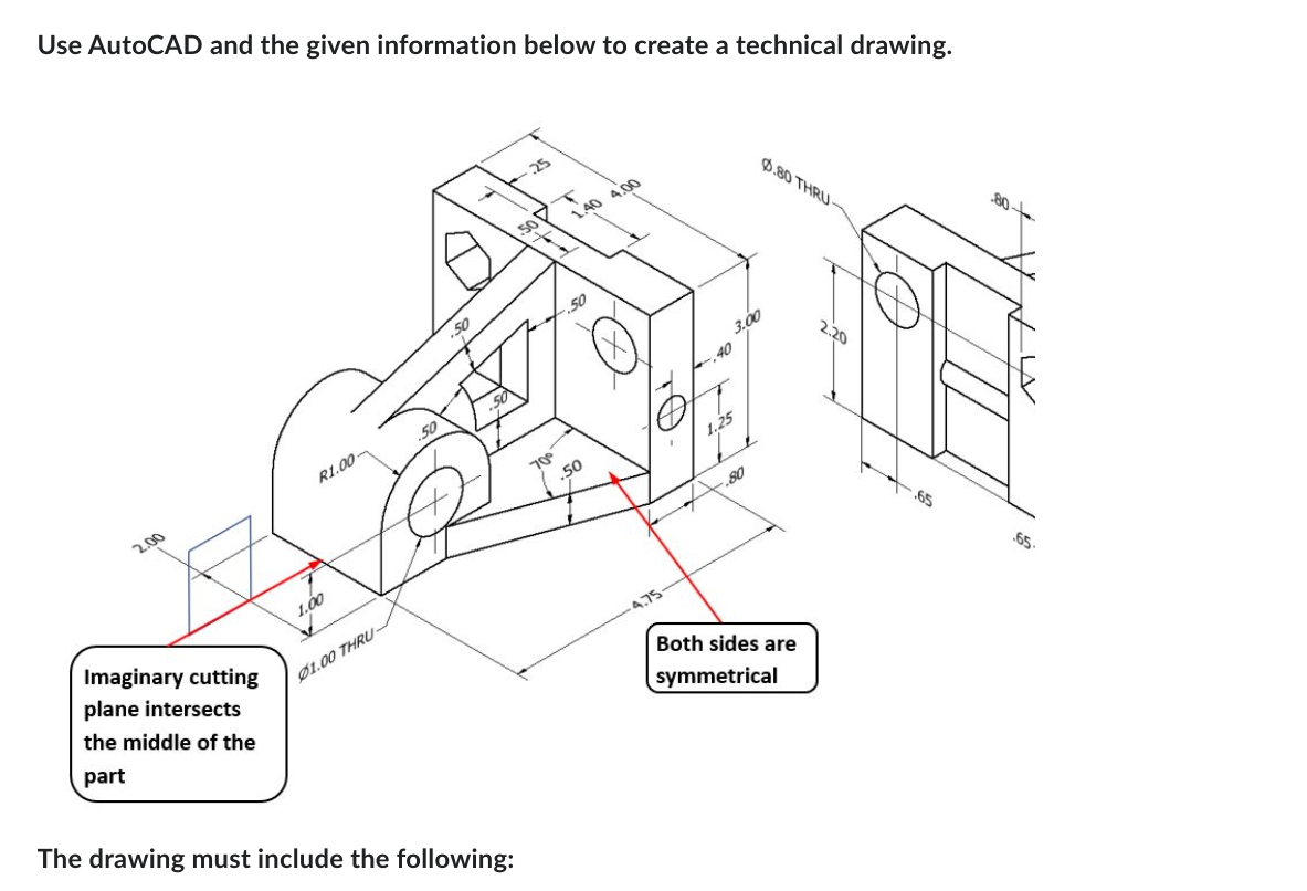 Solved Use AutoCAD and the given information below to create | Chegg.com