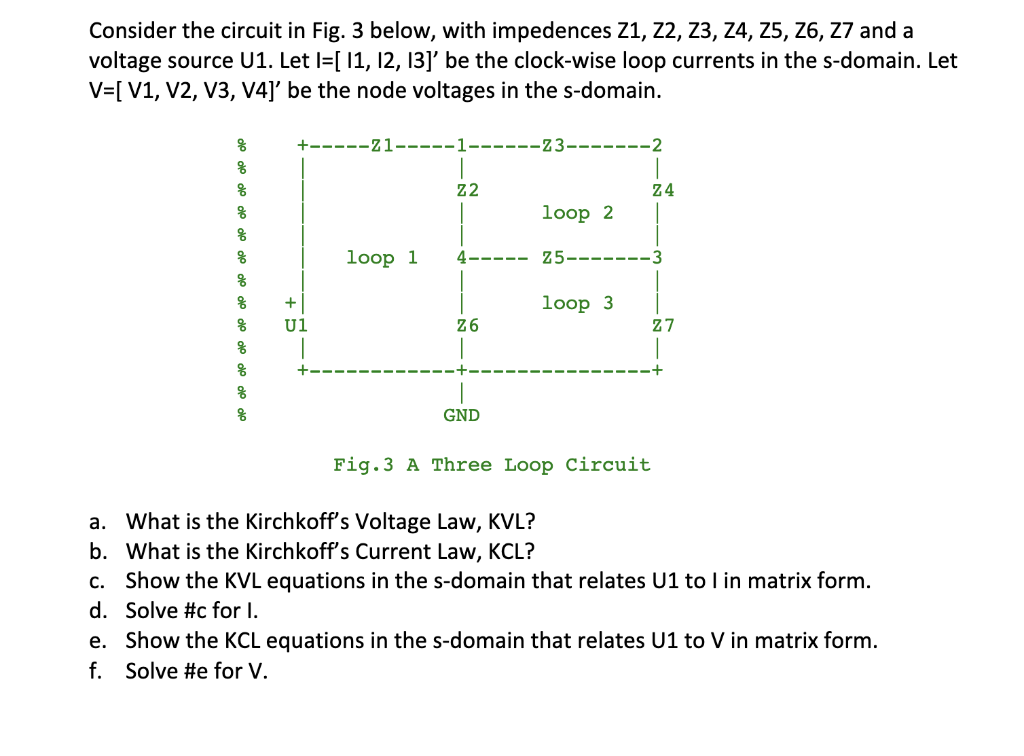 Solved Consider the circuit in Fig. 3 below, with impedences | Chegg.com