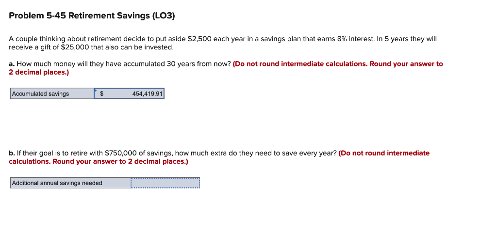 Solved Problem 5-45 Retirement Savings (L03) A couple | Chegg.com