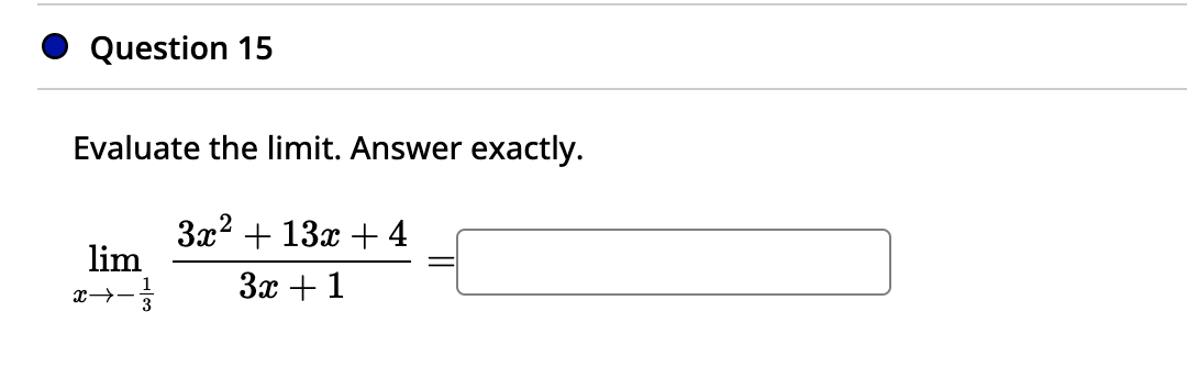 Solved Evaluate the limit. Answer exactly. | Chegg.com