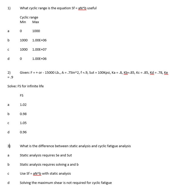 Solved 1) What cyclic range is the equation Sf = aN^b useful | Chegg.com