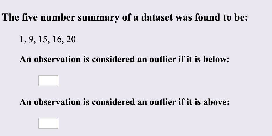 Solved The five number summary of a dataset was found to be: | Chegg.com