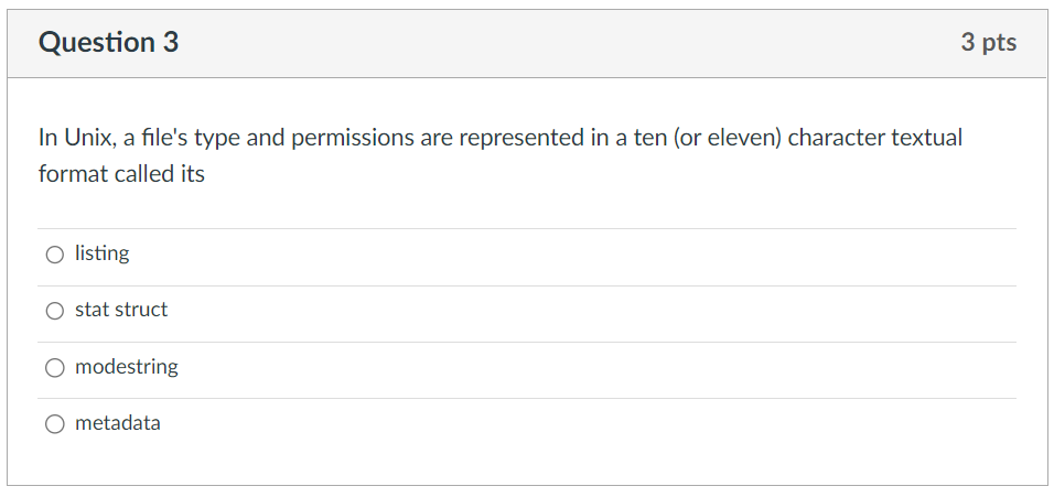 Solved In Unix, a file's type and permissions are | Chegg.com