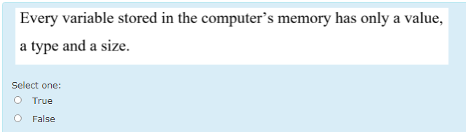 Solved Every Variable Stored In The Computers Memory Has 3876