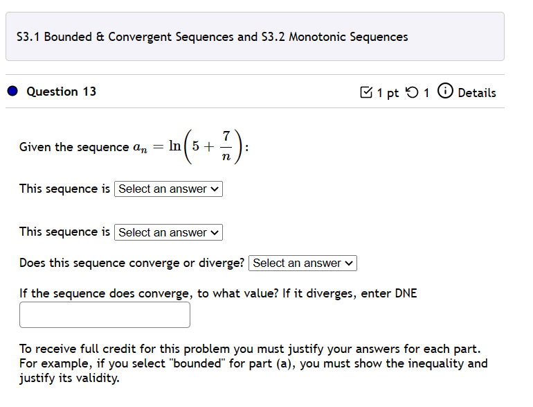 Solved S3.1 Bounded \& Convergent Sequences and S3.2 | Chegg.com