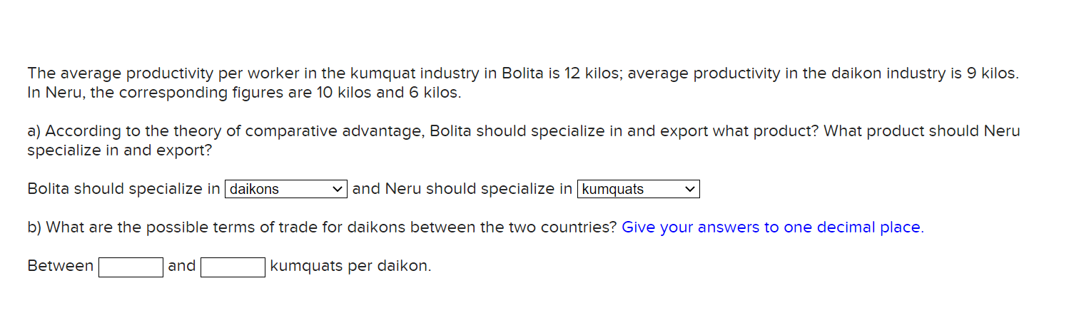 Solved The average productivity per worker in the kumquat | Chegg.com