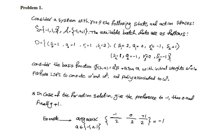 Consider a system with γ=0.9 the following state and | Chegg.com