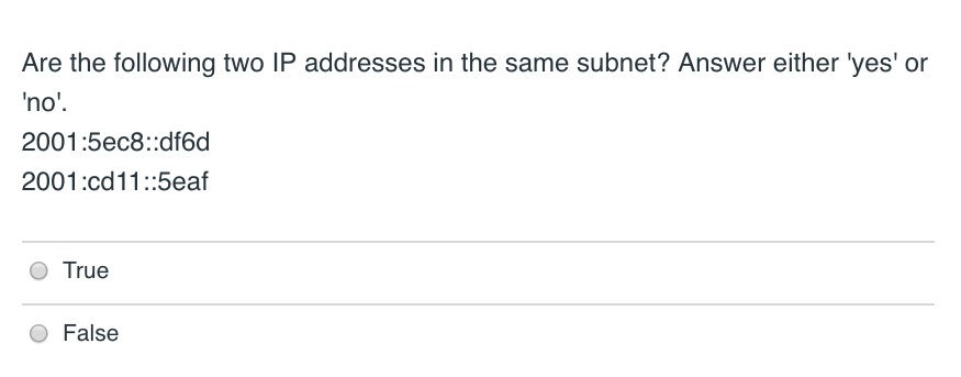 Solved Are the following two IP addresses in the same | Chegg.com