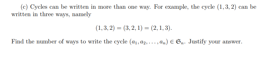 Solved (c) Cycles can be written in more than one way. For | Chegg.com
