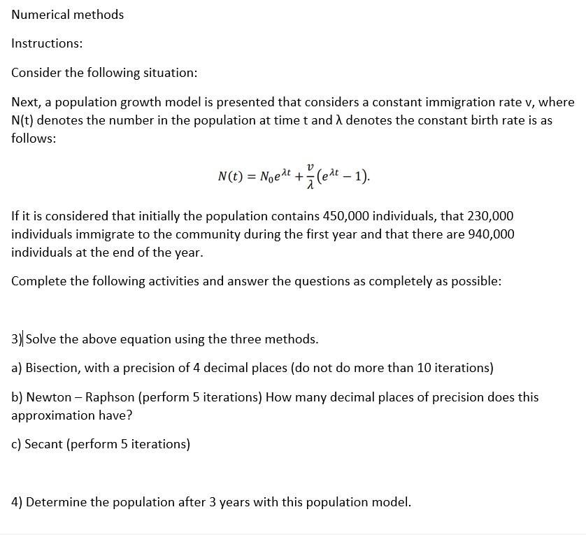 Solved Numerical methods Instructions: Consider the | Chegg.com