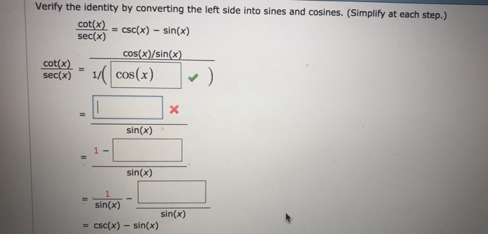 Solved Verify the identity by converting the e cot(x) = | Chegg.com