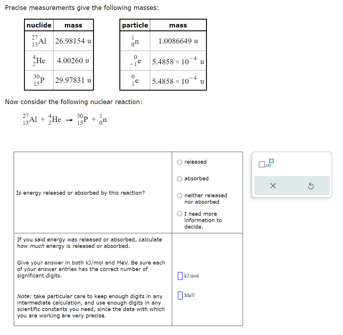 Solved Precise measurements give the following masses: Now | Chegg.com