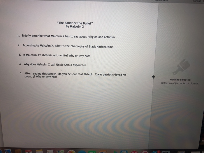 Solved "The Ballot or the Bullet" By Malcolm X 1. Briefly | Chegg.com