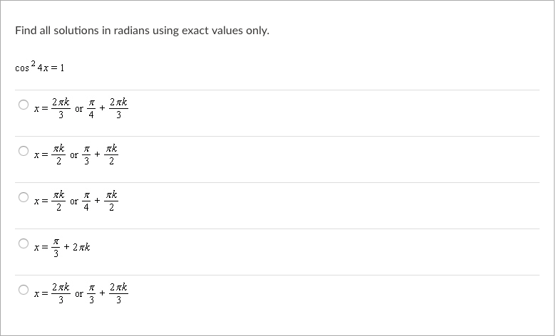 Solved Find All Solutions In Radians Using Exact Values Only