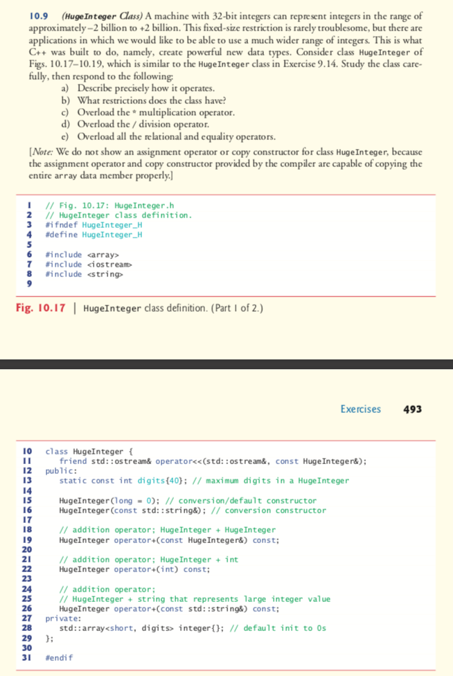 Consider the class HugeInt as in the previous project | Chegg.com