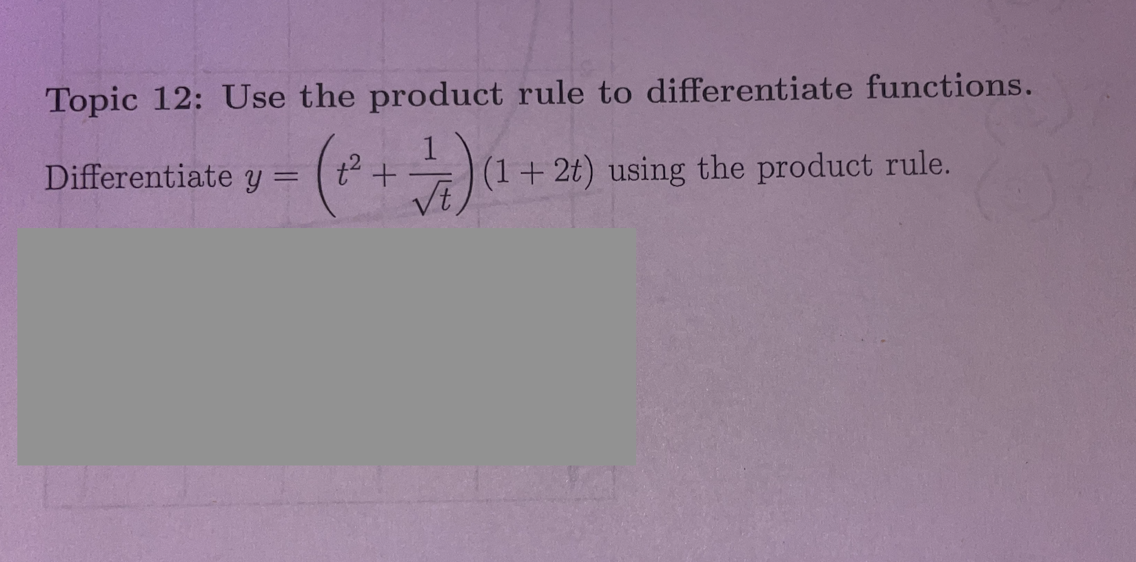 Solved Topic 12: Use the product rule to differentiate | Chegg.com Solved Topic 12: Use the product rule to differentiate | Chegg.com