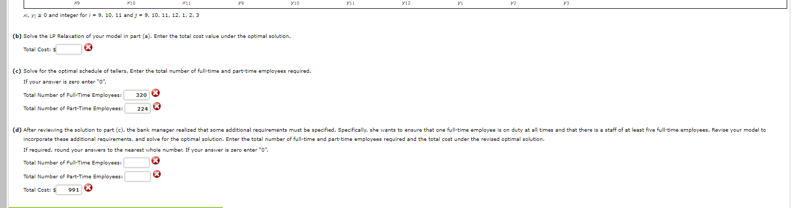 Solved \\( x_{i}, y j \\geq 0 \\) and integer for \\( | Chegg.com