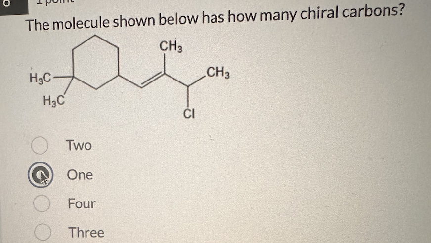 Solved The molecule shown below has how many chiral carbons? | Chegg.com