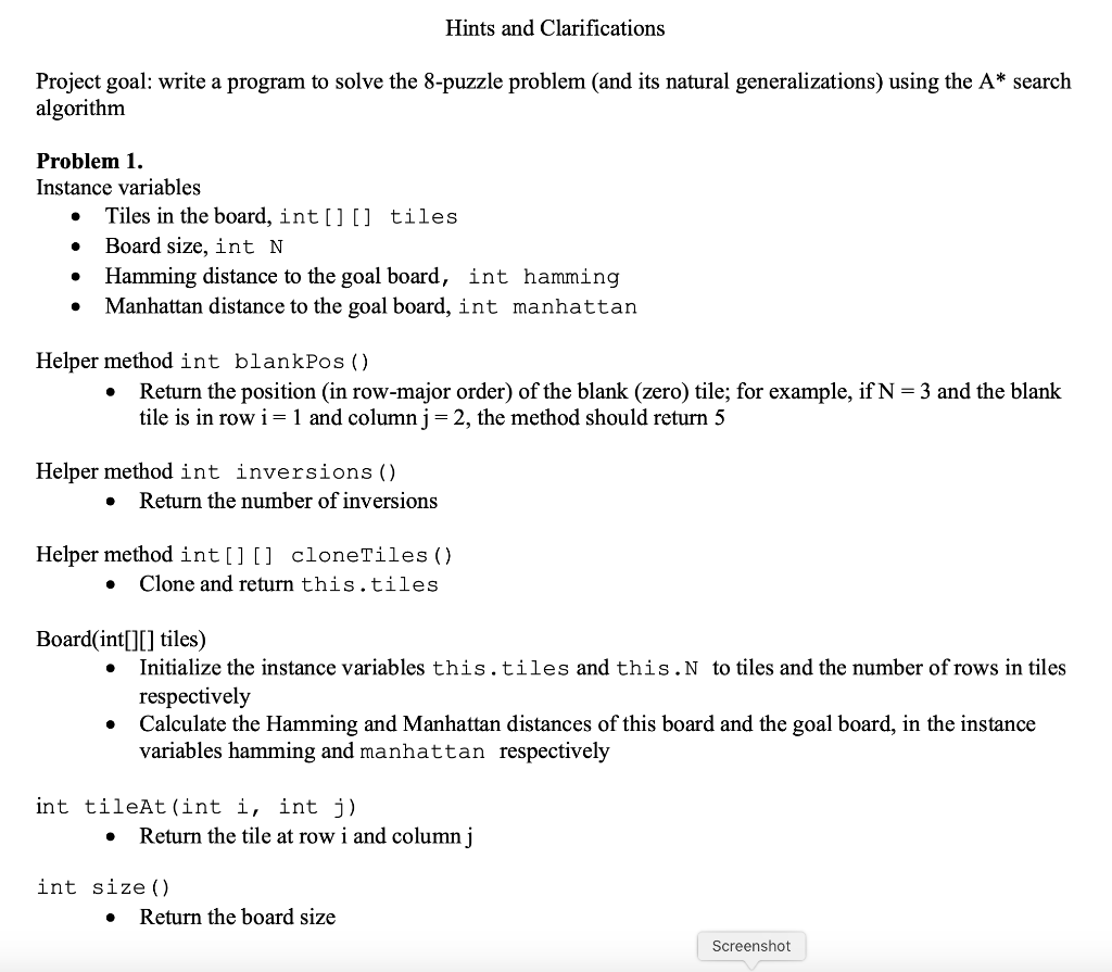 The Problem. Write a program to solve the 8-puzzle | Chegg.com
