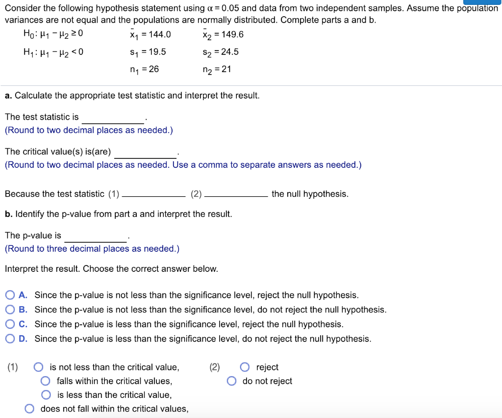 Solved Consider the following hypothesis statement using α= | Chegg.com