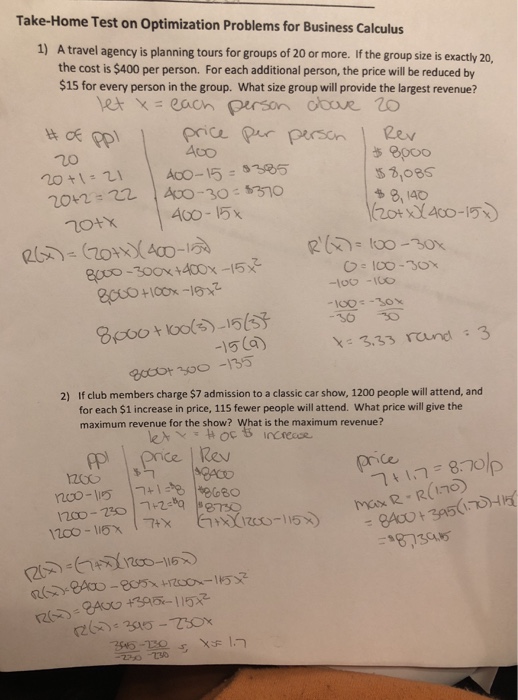 Solved Take-Home Test on Optimization Problems for Business | Chegg.com