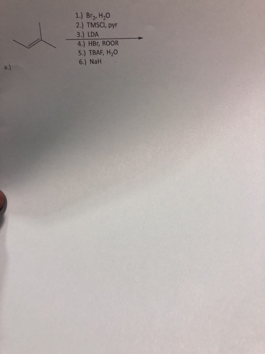Solved 1.) Br2, H,0 2.) TMSCI, pyr 3.) LDA 4.) HBr, ROOR 5.) | Chegg.com