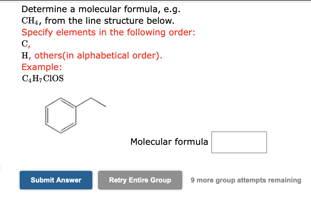 Solved Determine A Molecular Formula E G Ch4 From The