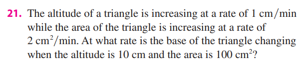 Solved 21. The altitude of a triangle is increasing at a | Chegg.com
