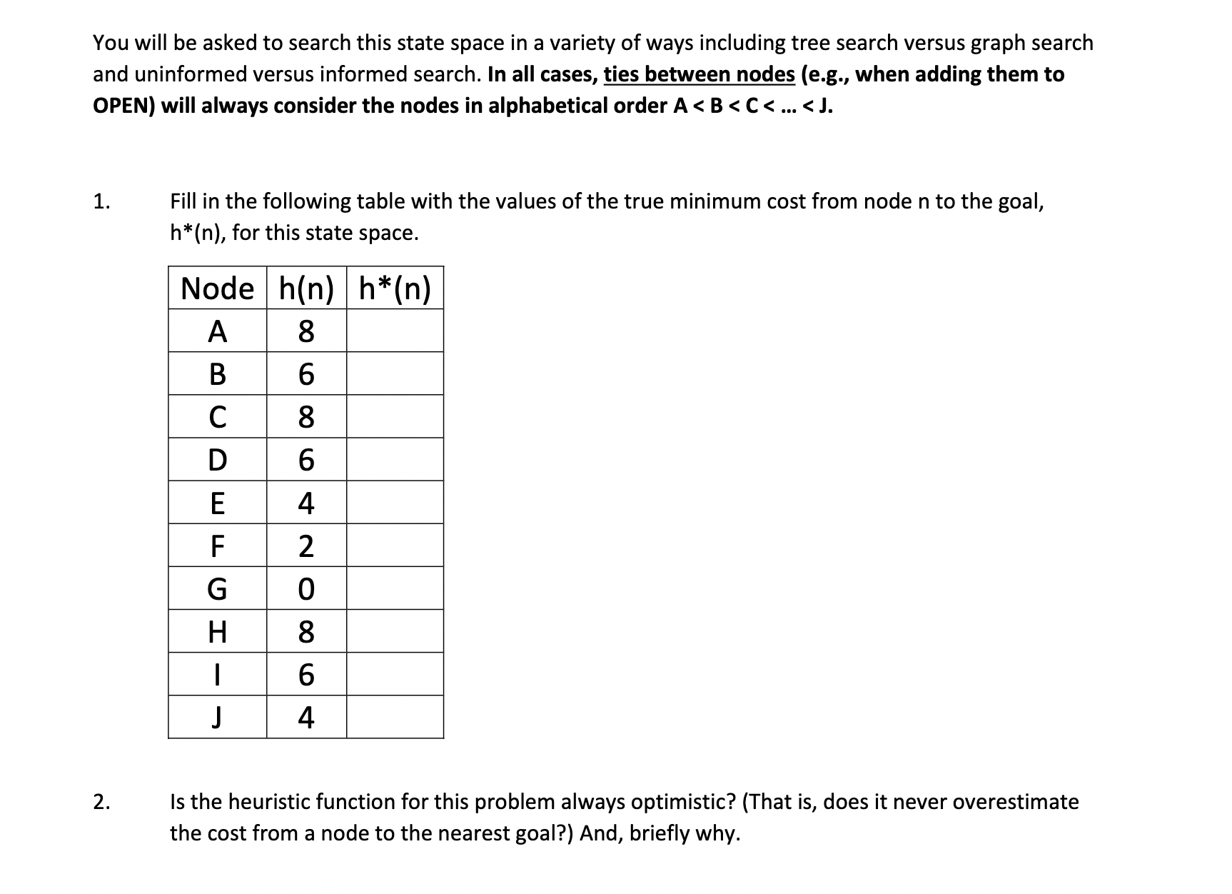 Solved Part 1-State Space Search Consider the following | Chegg.com