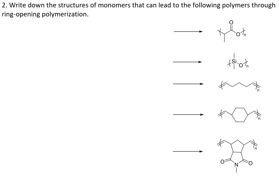 Solved 2. Write down the structures of monomers that can | Chegg.com