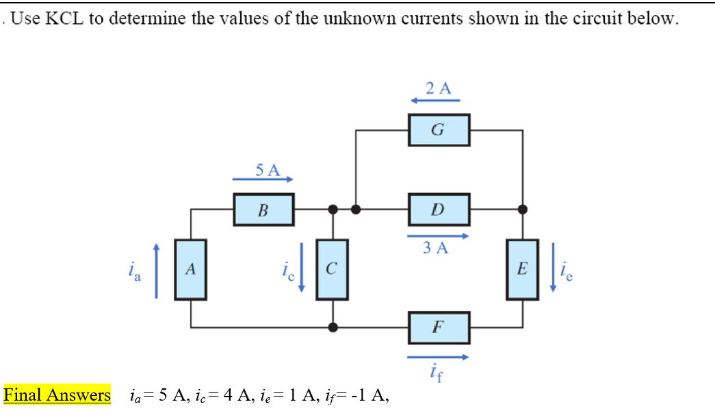 Solved Use KCL to determine the values of the unknown | Chegg.com