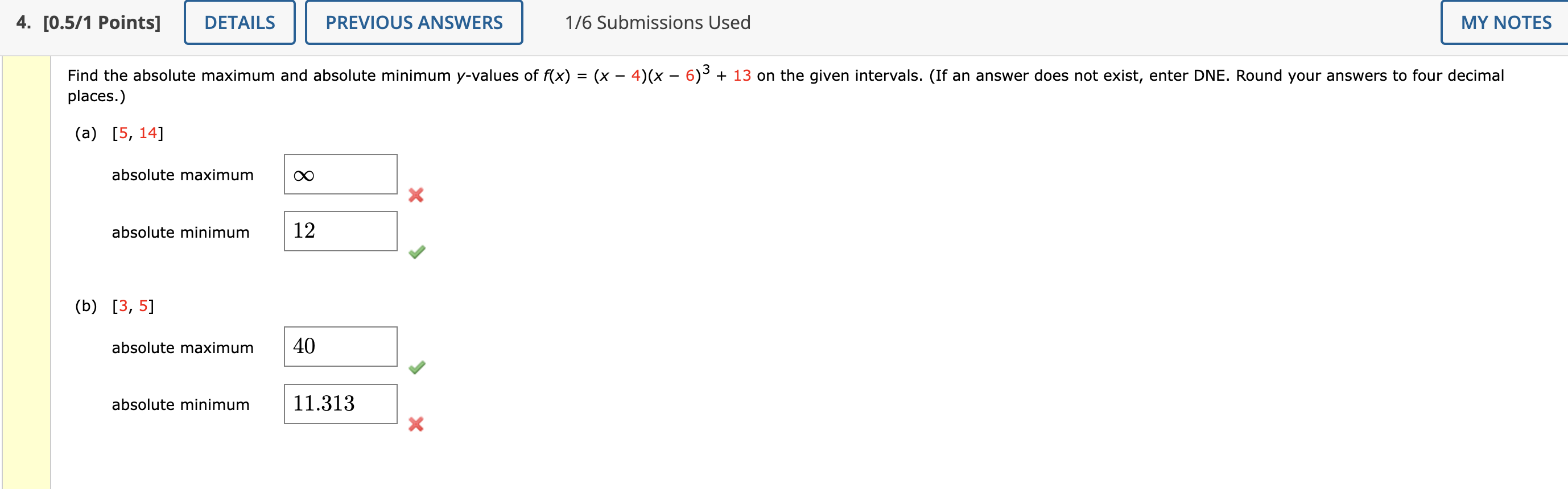 Solved Places A 514 Absolute Maximum Absolute Minimum 1272