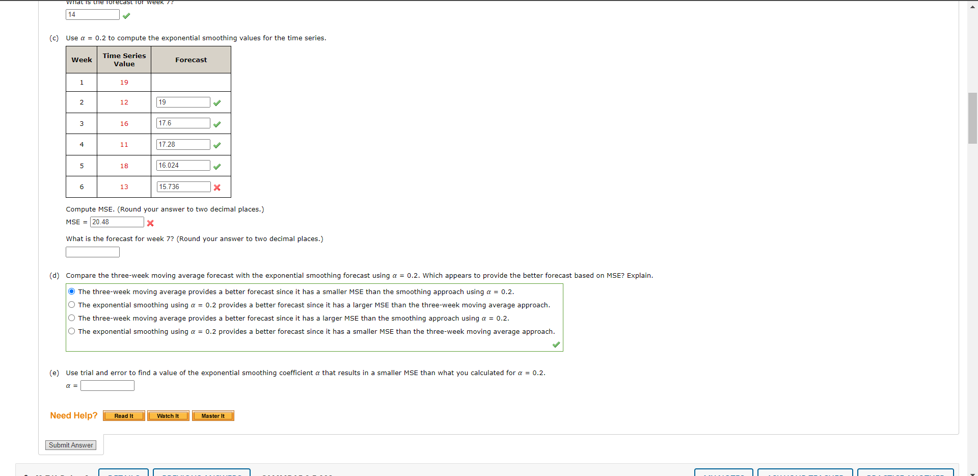 Solved Consider the following time series data. Week 1 2 3 4 | Chegg.com