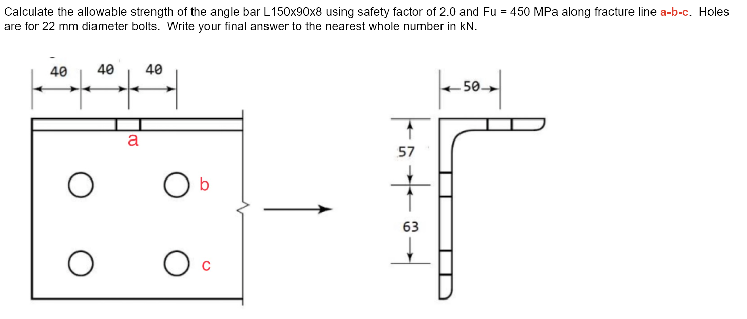 Solved Calculate the allowable strength of the angle bar | Chegg.com