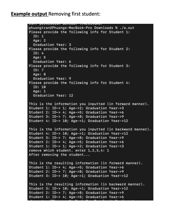 Solved CODE IN C. WILL UPVOTE. FOLLOW INSTRUCTIONS. OUTPUT | Chegg.com