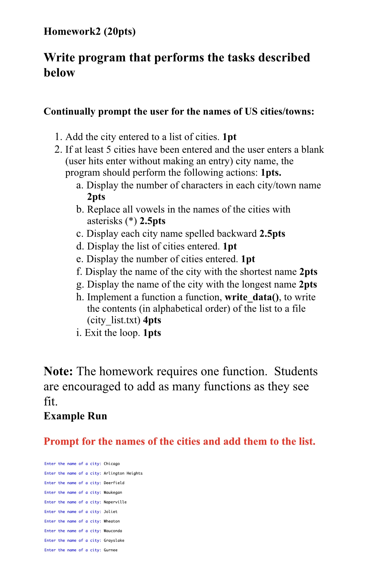 Solved fit.Example RunPrompt for the names of the cities and | Chegg.com