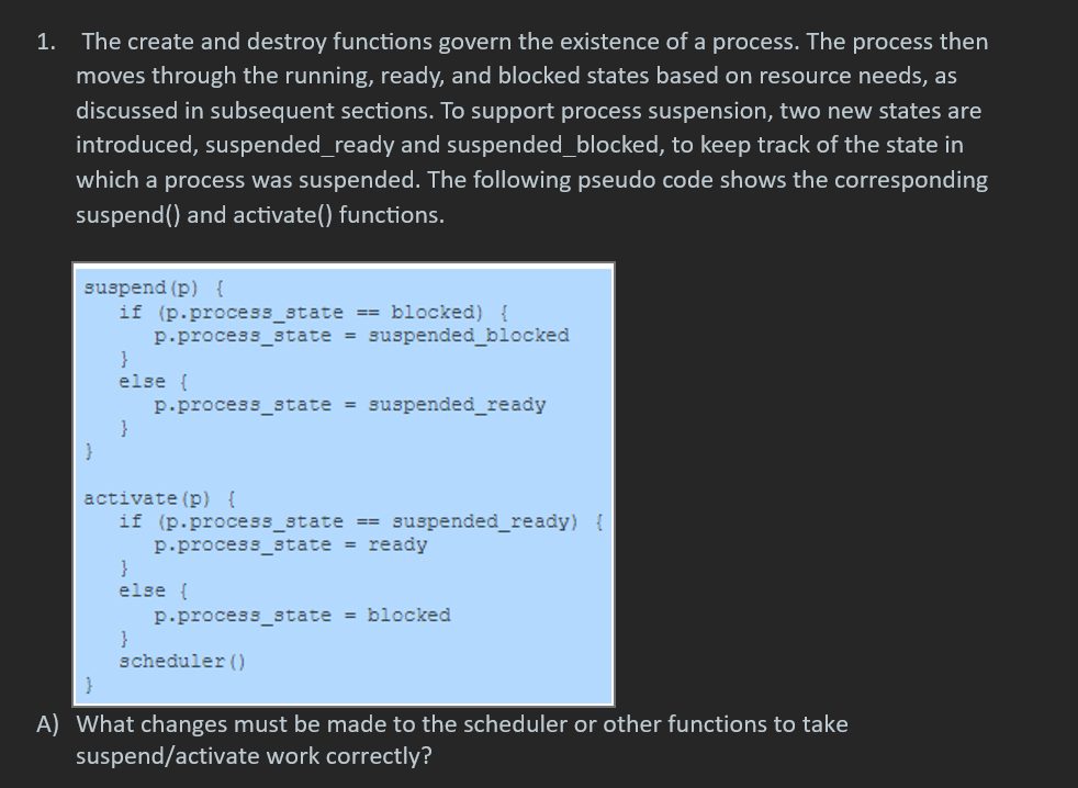 Solved The create and destroy functions govern the existence | Chegg.com